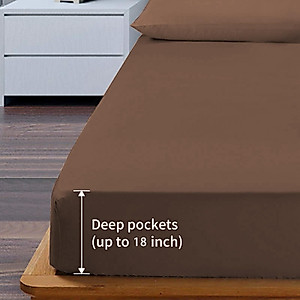 EaseHome Brown Full Size Bed Sheet Set - Teen Boys Sheet Sets Deep Pocket to 18 inches Mattress 4 Piece - Premium Bedding Sheets & Pillowcases Collection - Extra Soft,Wrinkle, Fade, Stain Resistant