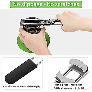 Jar Opener for Weak Hands, Jar Lid Opener for Senior Arthritis, Adjustable Stainless Steel Bottle Open Tool+Rubber Gripper Pad, Longer Handheld Canning Jar Opener Effortless for Any-Size Caps…