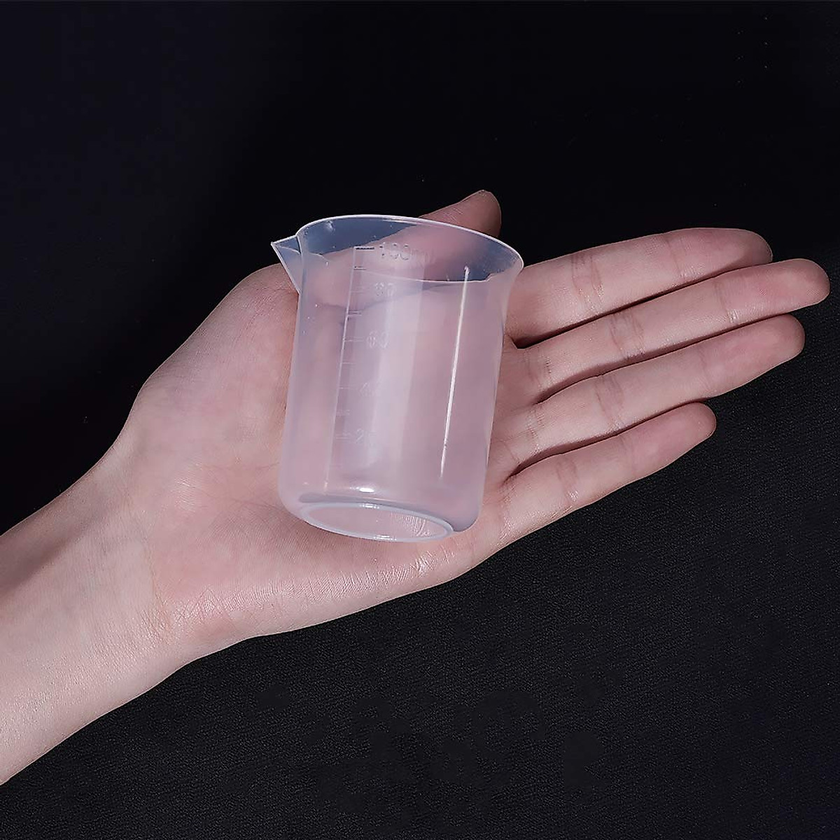 Othmro Measuring Cup 100ml PP Plastic Graduated Beaker Transparent for Lab Kitchen Liquids 2pcs