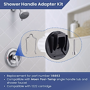 Enhon Shower Handle Adapter Kit Replacement for 116653, Compatible with Moen Posi-Temp Single Handle Tub/Shower Faucet Valve Cartridge, Shower Handle Replacement Part Adapter Kit, Plastic