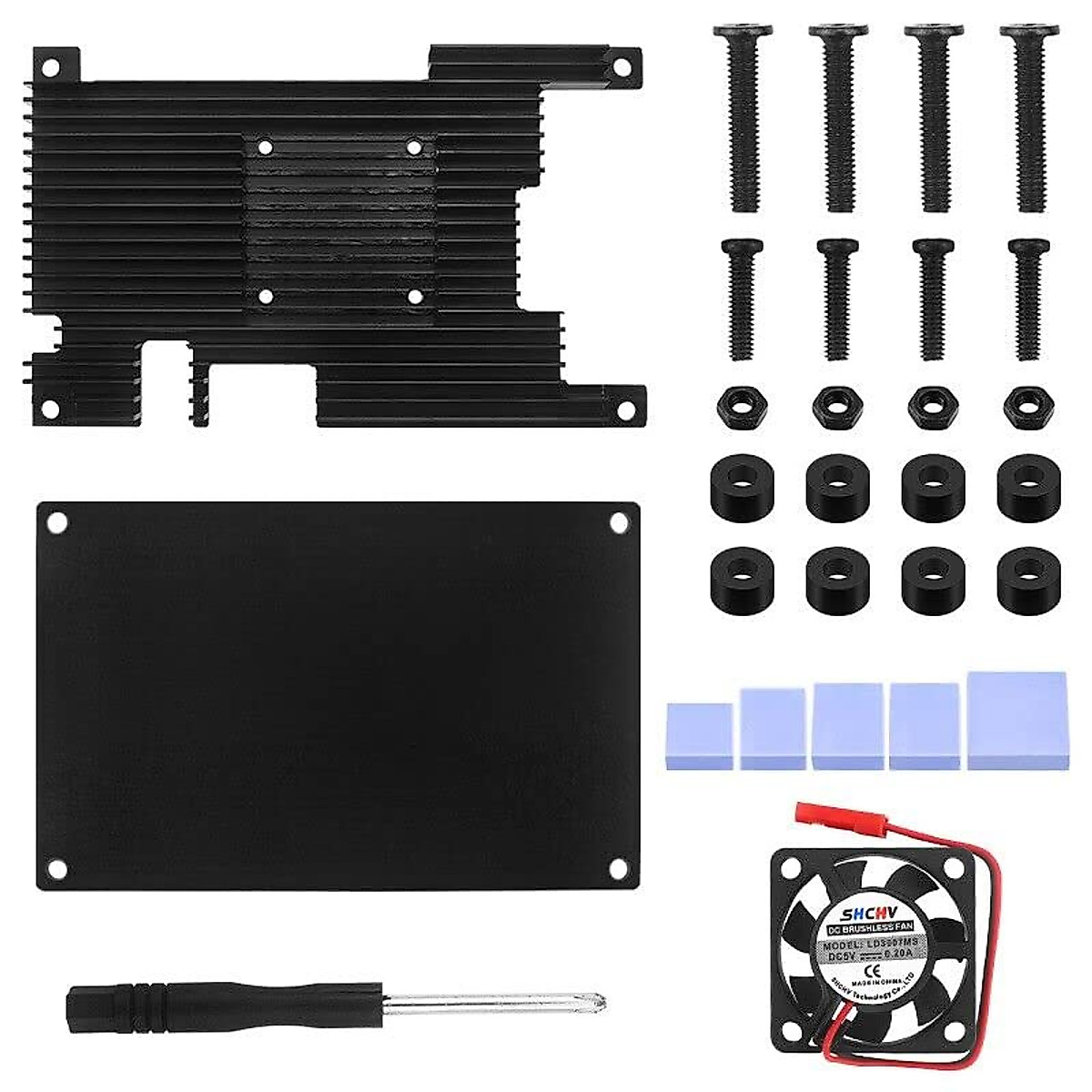 Howay for Orang- Pi 5B/5 Case Aluminum Alloy Metal Case with Fan Heatsinks Active & Passive Cooling Enclouse Cooler Protection Shell Compatible with Or-e Pi 5b/5 Accessories(1 Set)