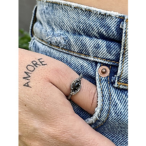 R&O Silver Boutique 925k Unique Snake Design Sterling Silver Women's Ring 2W (Black, 5)