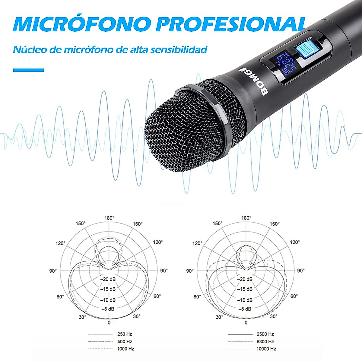 Wireless Microphone System, BOMGE Pro 4-Channel Cordless Mic Set with Four Handheld Mics, Fixed Frequency, Long Range 200ft, Ideal for Church,Karaoke, Events (V410)