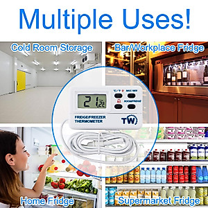 Digital Refrigerator Thermometer - Fridge and Freezer Alarm Alert When Temperatures Drop - Ideal RV Fridge Freezer Thermometer with Alarm and Max Min