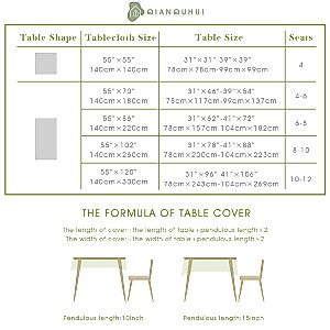 QIANQUHUI Embroidered Tablecloth for Dining Table,Dust Proof Spillproof Soil Resistant Cotton Linen Rectangle Table Cloths (Coffee Wheat, Rectangle/Oblong, 55'x70'', 4-6 Seats)