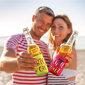 12 Packs Scalloped Can Cooler Sleeve Funny Beer Can Cooler Covers Beach Themed Beer Sleeve Insulated Neoprene Can Cooler Sleeve for Beer Beverages Cans and Bottles Summer Party Favors