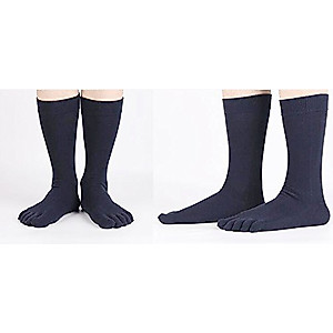 FeelMeStyle 5 Pack Men Boot Long Toe Socks Men's Cotton Leg Warmers Five Fingers Toe Socks