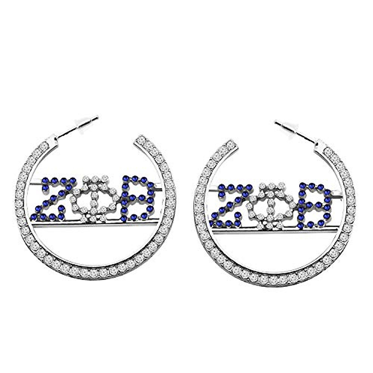 CENWA ZPB Rhinestone Drop Earring 1920 Greek Sorority Jewelry Gift for Finer Women(round- Earrings)