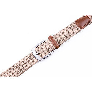 Elastic Fabric Woven Stretch Braided Belts (L, Beige)