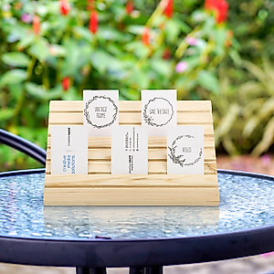 Yookeer Wooden Earring Display Stand, Jewelry Organizer, Rustic Wooden Business Card Holder, Table Displays for Shows, 11.02 x 7.48 inches