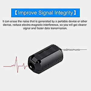 Viaky 12 Pack RFI EMI Noise Suppressor Cable Clip, Clip-on Ferrite Ring Core Noise Filter for 5mm Dia Cable(Black)