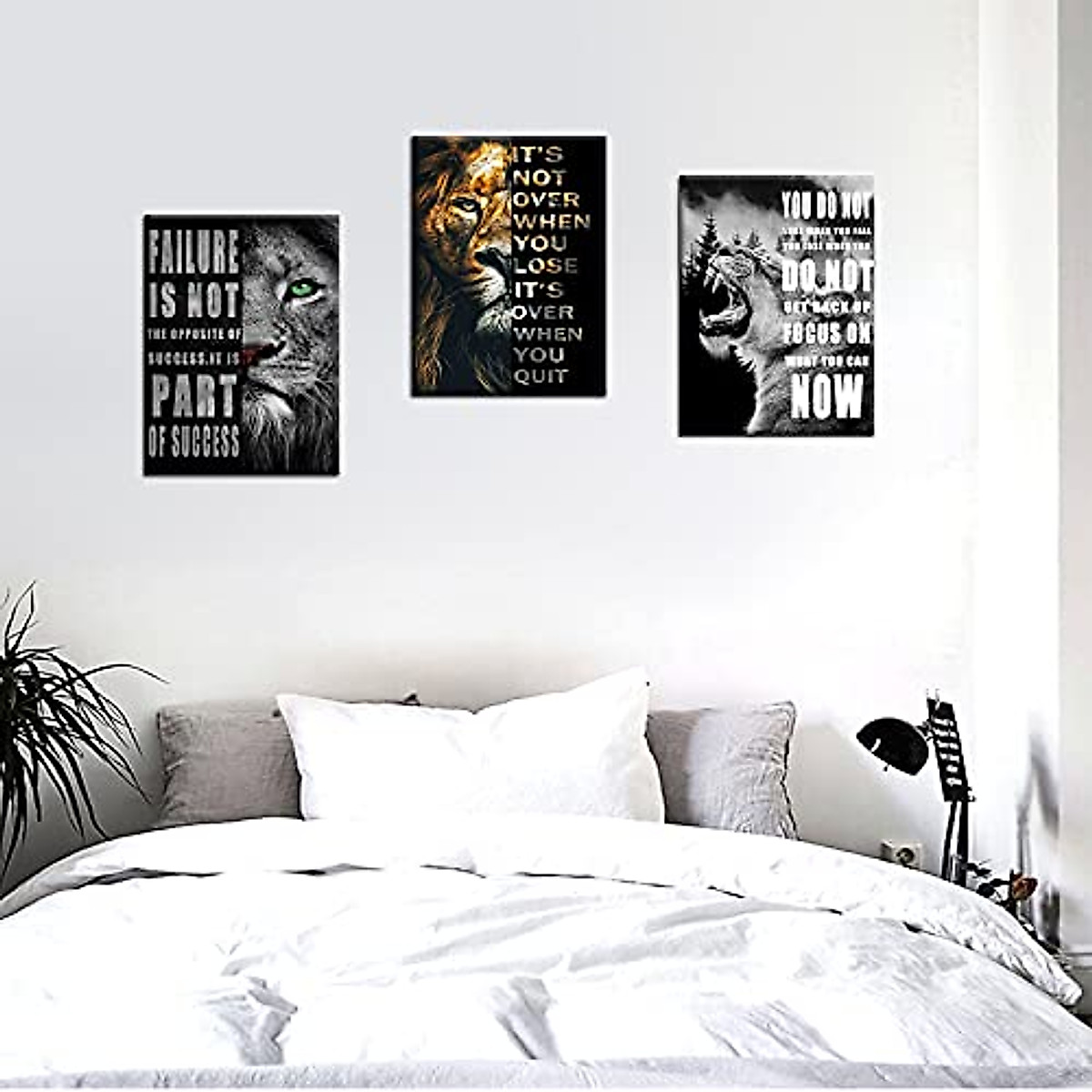 Lion Motivational Canvas Office Print Wall Art Animal Inspirational Picture Animal Poster Painting Modern Inspiring Artwork for Home Living Room Bedroom Office Decor Ready to Hang [36''W x 16''H]