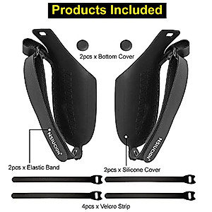 Nsiucion Controller Grip Cover for Oculus Meta Quest 2, Anti-Slip Silicone Protector Case with Adjustable Wrist Knuckle Strap, VR Oculus Quest 2 Accessories (1Pair Black)