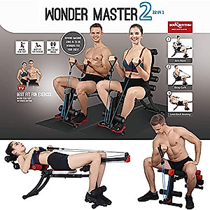 BODY RHYTHM 22 in 1 Wonder Master Core & Abdominal Workout Equipment, Foldable & Adjustable Rowing Machine, Core Strength Training& Abdominal Exercise Trainers with 22 Ways to Exercise for Home Gym.