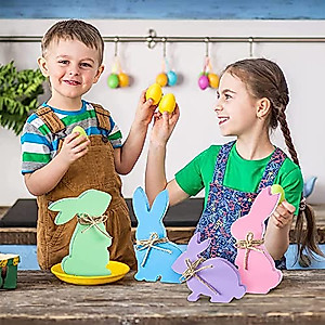 4Pcs Easter Bunny Decor, Easter Bunny Table Wooden Signs, Easter Decorations for The Home, Easter Tray Decor for Tiered Tray Decorations