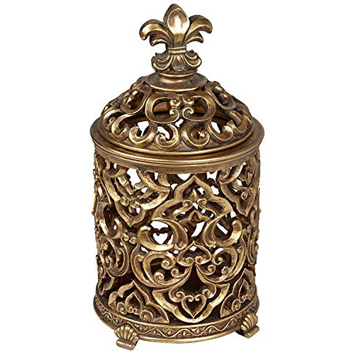Kensington Hill Sherise Fleur-de-Lis 12 1/2" High Antique Gold Jar