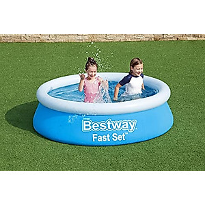 Bestway Fast Set 6 Foot x 20 Inch Round Inflatable Above Ground Outdoor Swimming Pool with 248 Water Capacity and Repair Patch, Blue (Pool Only)