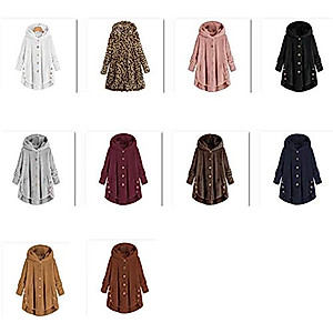 Andongnywell Womens Fuzzy Fleece Jacket Solid Open Front Hooded Cardigan Coats Fleece Outwear with Pockets (Black,Medium)