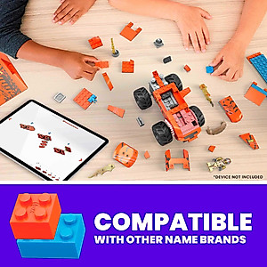 MEGA Hot Wheels Monster Trucks Toy Building Set, Smash & Crash Tiger Shark Chomp Course with 245 Pieces, 2 Micro Figure Drivers, Orange, Age 5+ Years