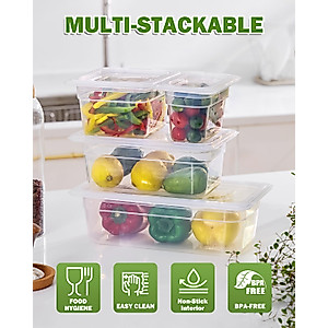 1/3-1/6-1/9 Size&6 Inch Translucent NSF Food Pan: 9 PCS[Total Seal] [Hot&Cold Resistant] Food Storage Containers with Lids, Topping Salad Bar Container (BPA-FREE)