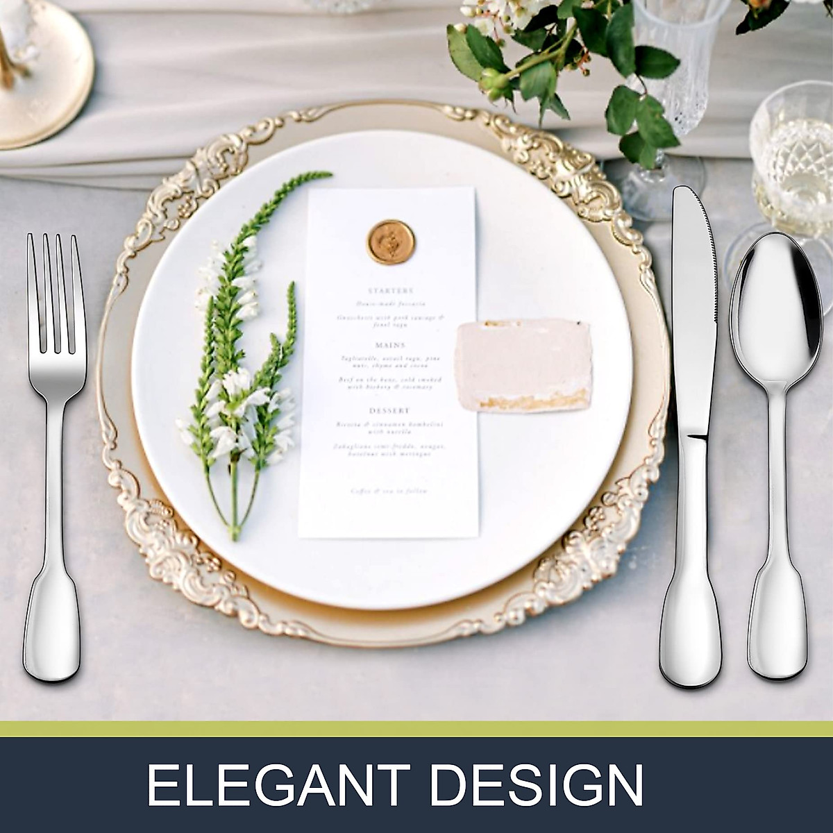 LIANYU Superior 18/10 Silverware Flatware Set for 12, 60-Piece Stainless Steel Flatware Set, Fancy Cutlery Tableware Set for Kitchen Restaurant Wedding, Mirror Polish, Dishwasher Safe