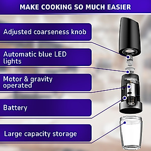 2Pcs Electric Salt and Pepper Grinder Set - Electric Pepper Grinder Automatic Salt and Pepper Grinder Set Electric Salt and Pepper Shakers - Gravity Electric Salt and Pepper Grinder Set Salt Grinder