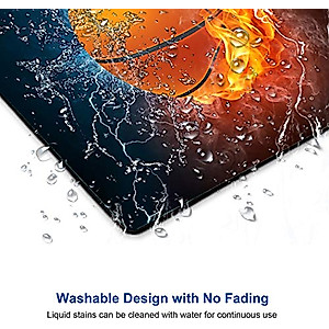 Gaming Mouse Pad,Basketball Ball in fire and Water Mouse Pad Non-Slip Rubber Base Mouse Pads for Computers Laptop Office, 9.5"x7.9"x0.12" Inch(240mm x 200mm x 3mm)