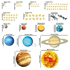 DECOWALL DS9-2007 Solar System Kids Wall Stickers Wall Decals Peel and Stick Removable Wall Stickers for Kids Nursery Bedroom Living Room d?cor