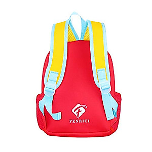 Fenrici Owl Backpack for Girls, Boys, Toddlers, Toy Bags, Cute Travel Backpack for Little Kids, Mesh Side Pockets, Non-Toxic Neoprene, Red, Owl, 12"