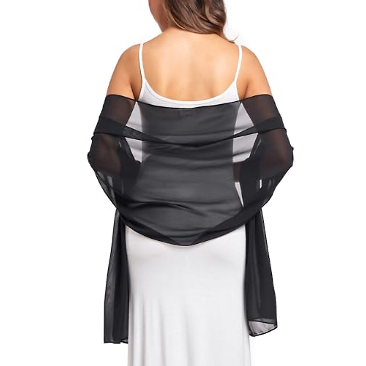 olyrjie Soft Chiffon Scarfs Shawls and Wraps for Evening Dresses Wedding Shawl Wraps Bridal Scarve for Women Black,one size