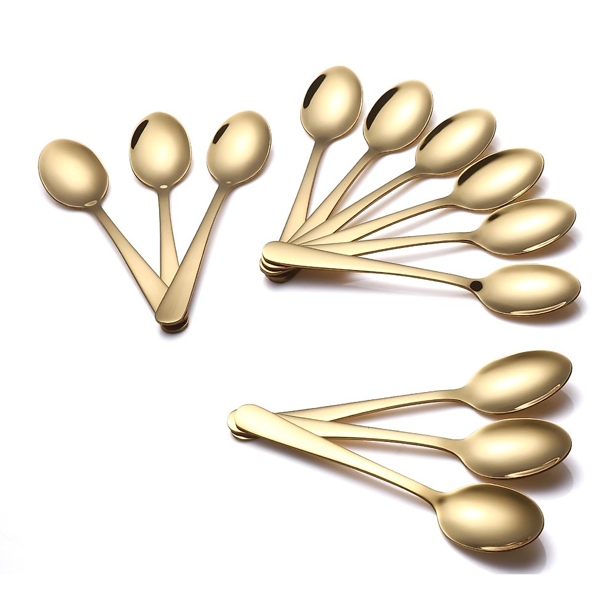 Buyer Star 12 Pieces Gold Teaspoons 5.5-Inch Mini Coffee Spoons Stainless Steel Sugar Demitasse Espresso Spoons