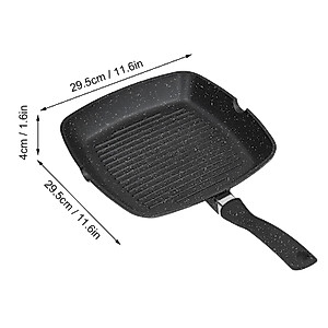 Nonstick Grill Pan,Square Griddle Pan,Aluminum Skillet Steak Bacon Pans with Detachable Handle for Restaurant Indoor Outdoor Barbecue Frying Sauteing Black