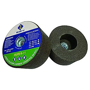 SIGNI 4 Inch Green Grinding Stone with 5/8-11 Thread (1 Pack,80 Grit，4X2X5/8-11)