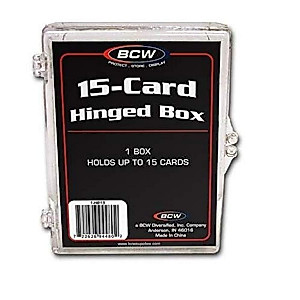 BCW Hinged Trading Card Box | 15 Ct (Pack of 1) | Snap Lock Closure for Security | Clear Polystyrene Trading Card Case for Collectible Cards | Baseball Card Case for Sports | Trading Card Storage Box