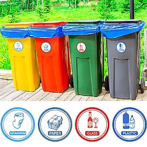 Recycling and Trash Can Sorting Sticker 3.5 x 3.5 inch Adhesive Recycle garbage Decal Waterproof Re Adjustable Recycle Sticker Waste Sorting Recycling Sticker Sign for Trash Can (12 Pieces)