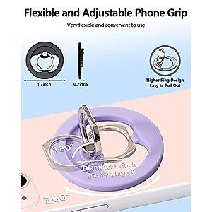 Magnetic Phone Grip (MagGo) Removable Phone Holder Stand Adjustable Finger Ring Grip Compatible with Magsafe iPhone13 13pro 13mini iPhone 12,12Pro/12Pro Max/12Mini/ iPhone 14 14Pro Max