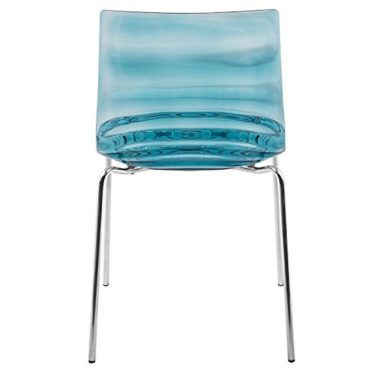 LeisureMod Astor Modern Dining Chair (Set of 4), Plastic, Transparent Blue