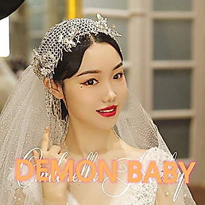 DEMON BABY 2022 Party Wedding Handmade Egyptian Cleopatra Belly Dance Beaded Headpiece(Silver)