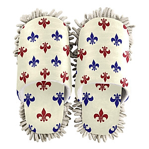 FLildon Microfiber Cleaning Slippers Mardi Gras Washable Mop Shoes Slipper for Men/Women House Floor Dust Cleaner, Size L