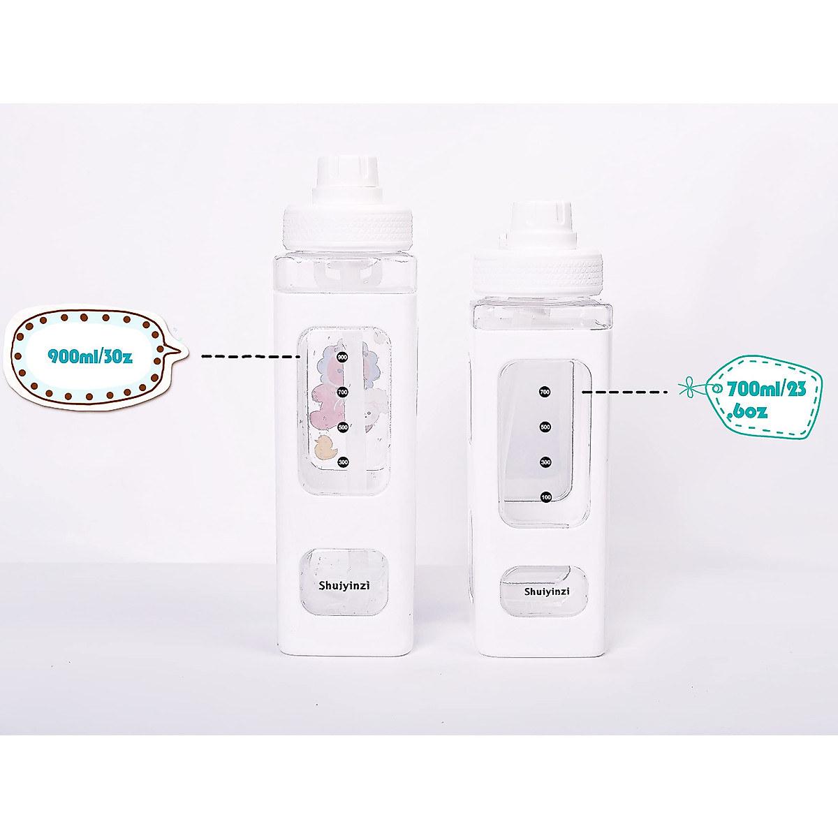 GGOOB Large Kawaii Water Bottle with Straw and Sticker Kawaii Large Water Bottle for Women (Pink, 700ml/23.6oz)