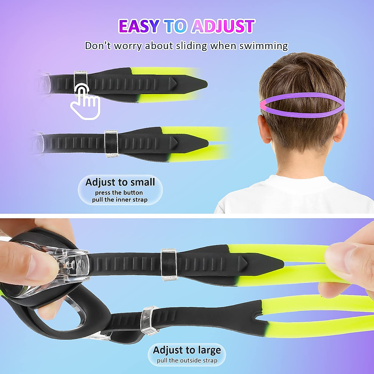 XDX Kids Goggles for Swimming 4-14, 4 Pack Kids Swimming Goggles for Boys and Girls, Anti Fog Swimming Goggles with UV Protection, Adjustable