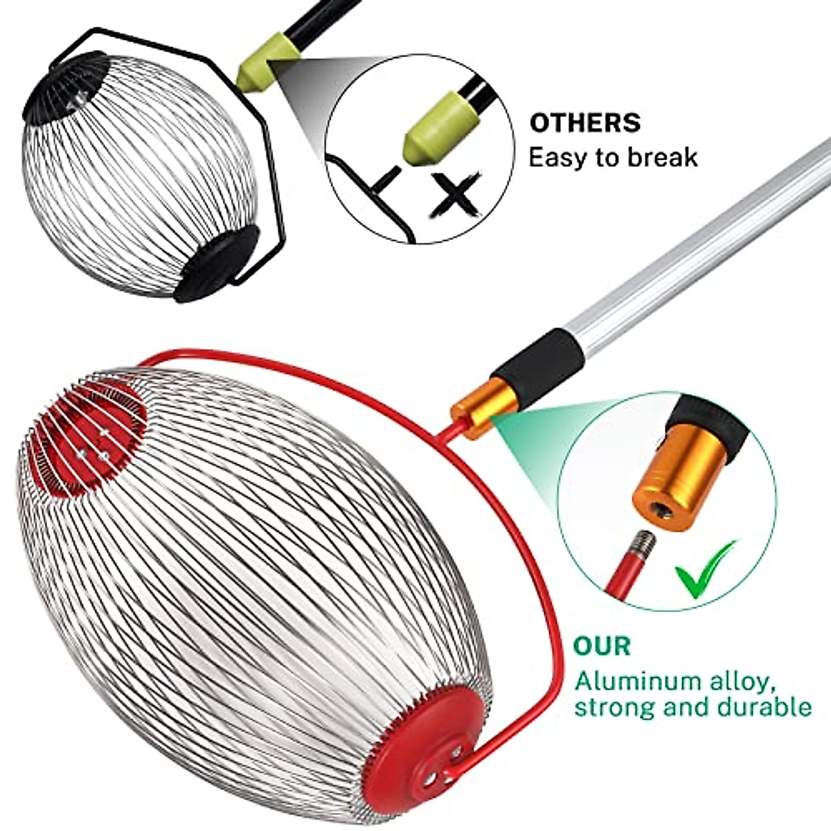 Cooltop Large Nut Gatherer, Nut Picker Rolling Acorn Picker Upper,Adjustable Lightweight Outdoor Manual Tools,Collect Walnuts,Acorns,Hickory Nuts,Golf with 1.5Gallon(Large)