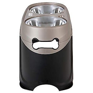 Petmate Easy Reach Pet Diner Elevated Dog Bowls 2 Sizes 2 Polished Colors, Black/Pearl Tan, Large (23479)