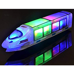 WolVolk Beautiful 3D Lightning Electric Train Toy for Kids with Music, goes Around and Changes Directions on Contact
