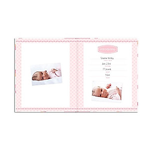 Lil Peach First 5 Years Baby Memory Book, Baby Girl Keepsake Book, Milestone and Photo Journal, Pink & Peach Confetti Polka Dots