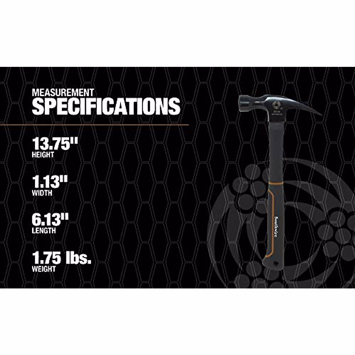 Southwire Bmeh-20 20 OZ. Heavy Duty Electrician's Hammer, 20 oz. Head with Smooth Face, Heavy Duty Drop Forged Steel Tether Hole For Safety, Lightweight Fiberglass Handle, 1.75 Lbs 65116840