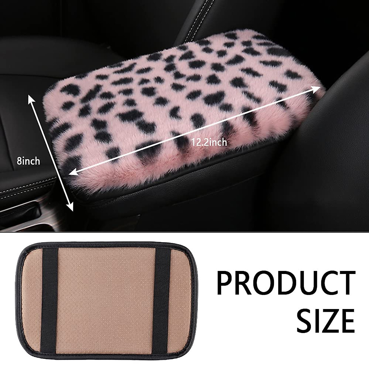 NHHC Fluffy Car Armrest Cover,Center Console Cover for Car Decoration,Warm and Comfortable Car Interior Accessories Suitable for Most Cars, Trucks, SUV (Pink)