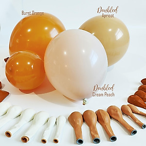 YJDFWAUT 138pcs Orange Balloon Garland Arch Kit, Burnt Orange Cream Peach Apricot Balloons for Fall Birthday Pumpkin Baby Shower Gender Reveal Bridal Shower Thanksgiving Friendsgiving Party