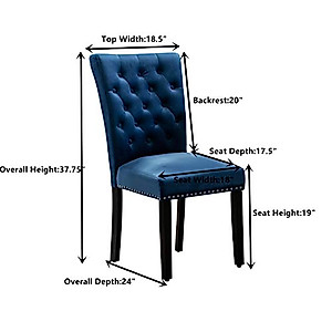 Per-Home Parsons Upholstered Accent Dining Chair, Set of 2, Wood (Blue)