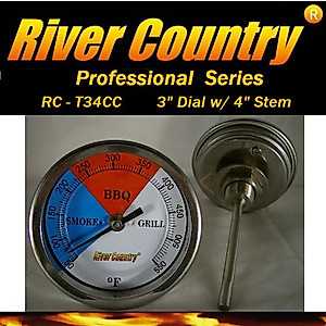 River Country 3" (RC-T34CC) Adjustable BBQ, Grill, Smoker Thermometer Temperature Gauge 50 to 550F